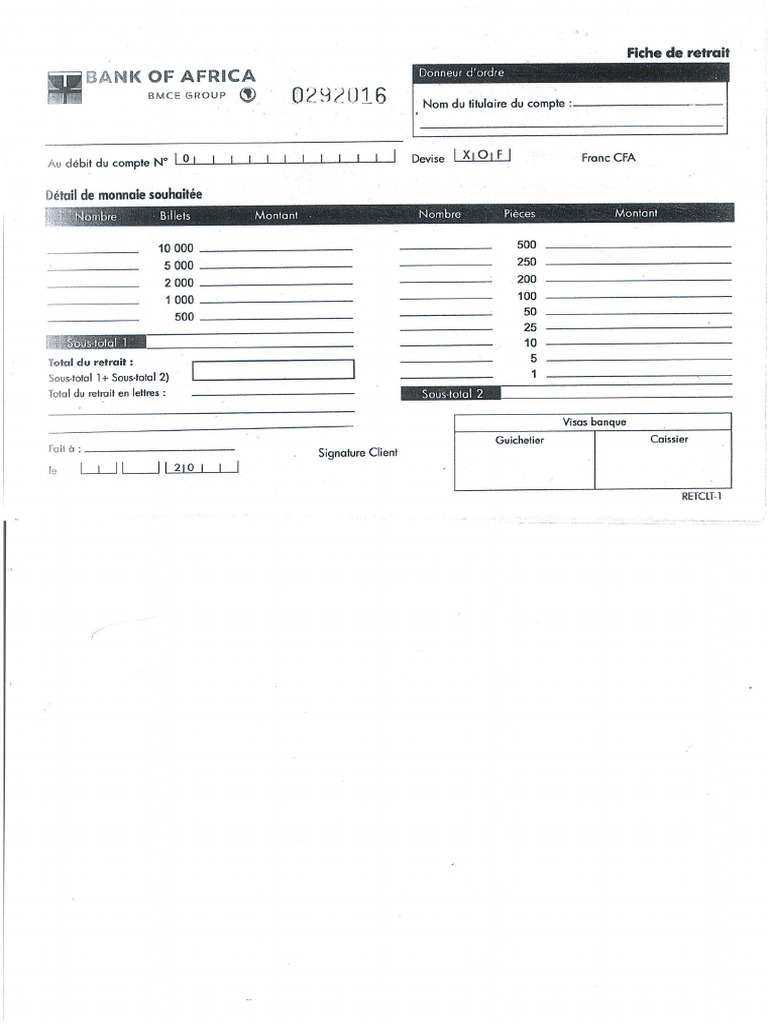 Fiche de retrait _BOA | PDF