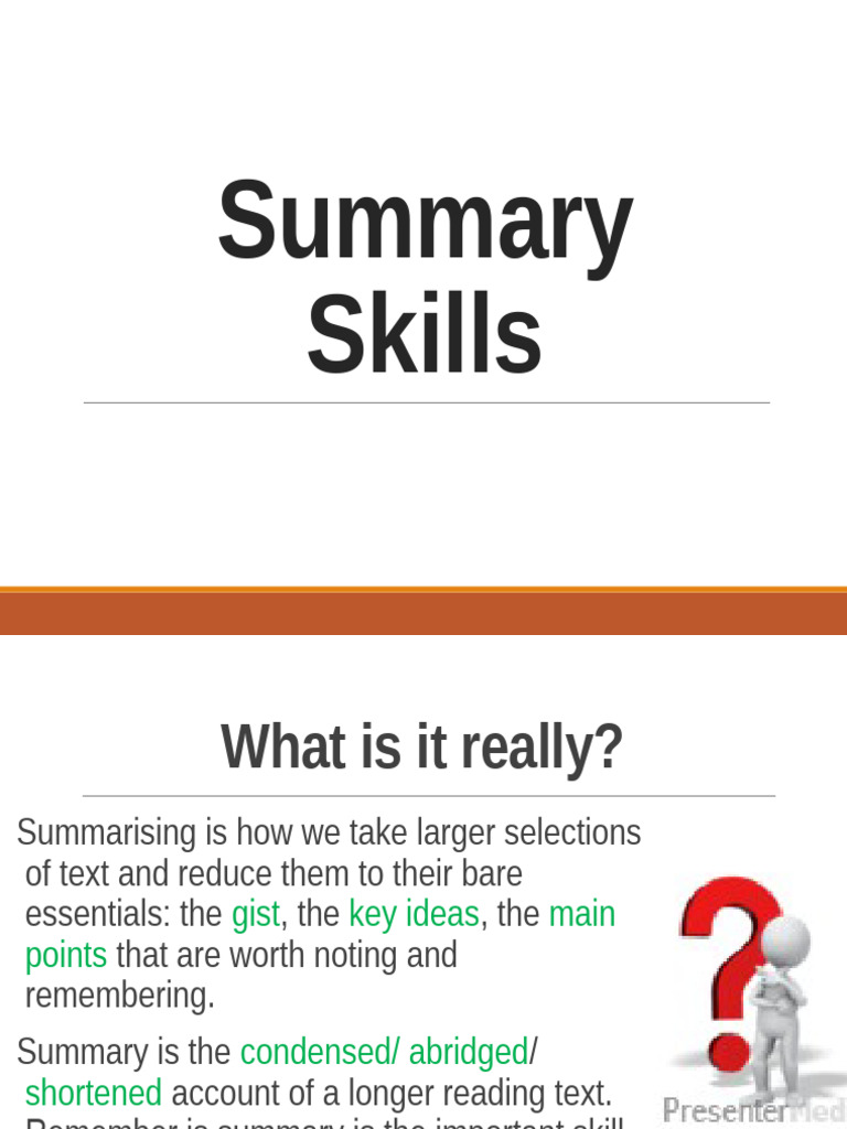 Summary Skills T2 FIN English Power Point Presentation 2024 | PDF