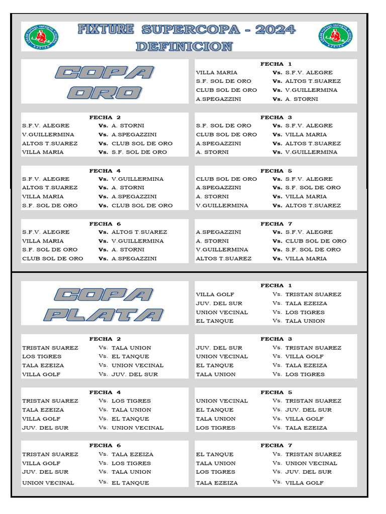 Fixture Supercopa Definicion 2024 | PDF
