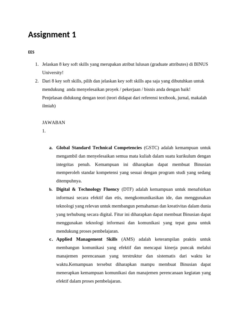 ASSIGNMENT BULAN 1-EES-IN Februari | PDF