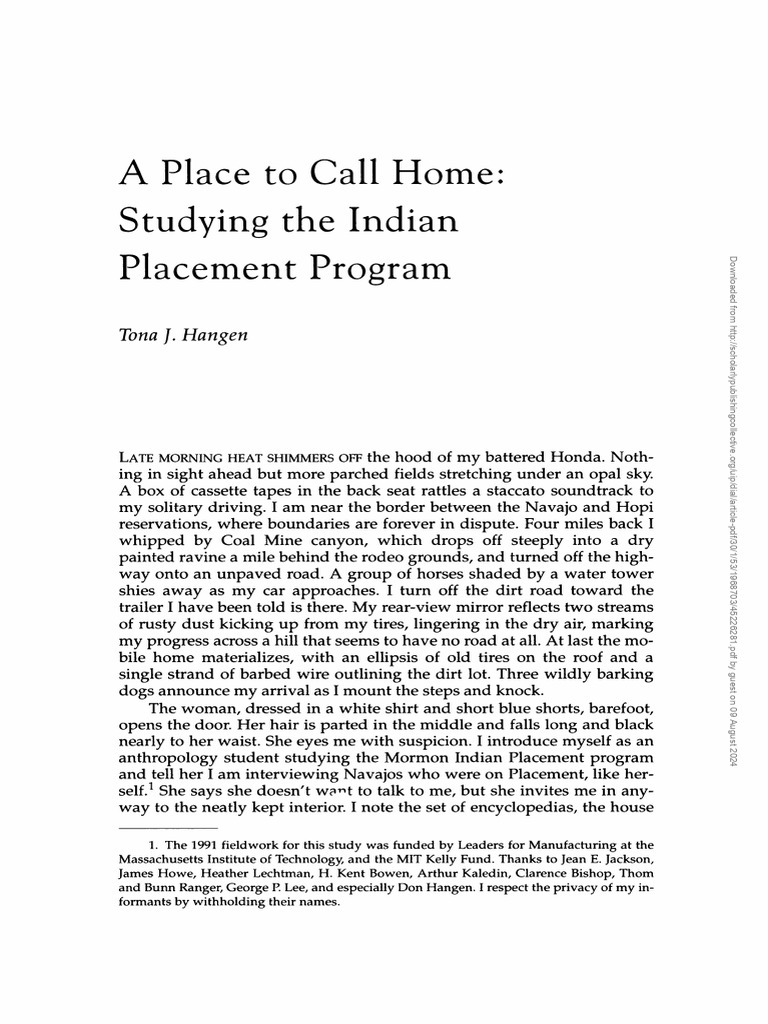 A Place To Call Home-Studying The Indian Placement Program | PDF