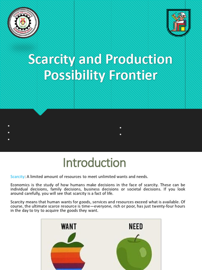 Scarcity and Production Possibility Frontier v1 | PDF