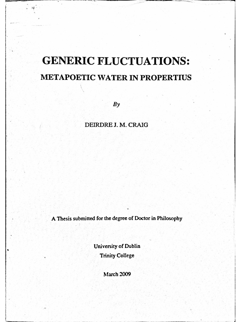 Generic Fluctuations - Metapoetic Water in Propertius | PDF
