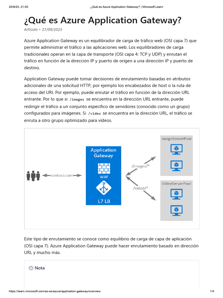 ¿qué Es Azure Application Gateway Microsoft Learn Pdf