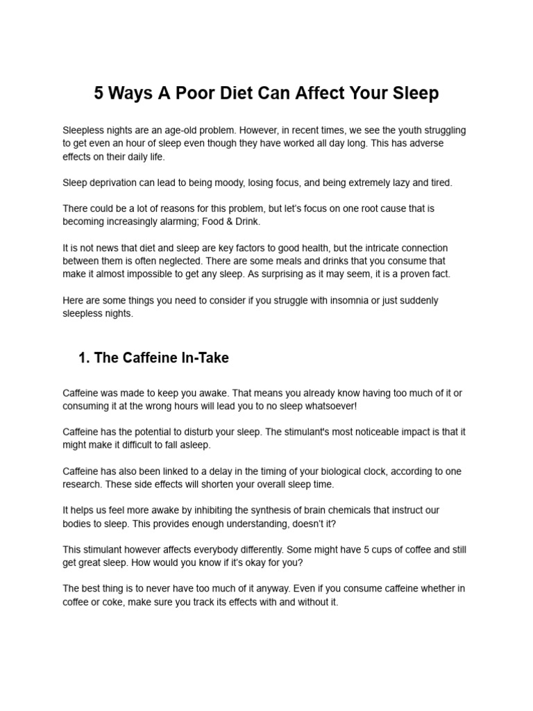 Ways A Poor Diet Can Affect Your Sleep | PDF