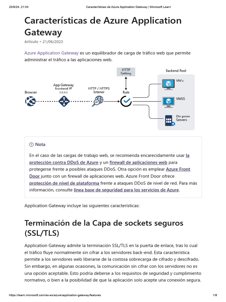 Características de Azure Application Gateway - Microsoft Learn | PDF ...