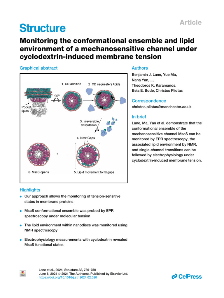 Monitoring The Conformational Ensemble and Lipid e | PDF