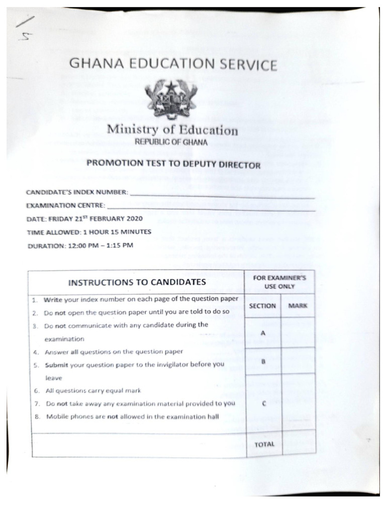 GES Promotions Past Questions | PDF