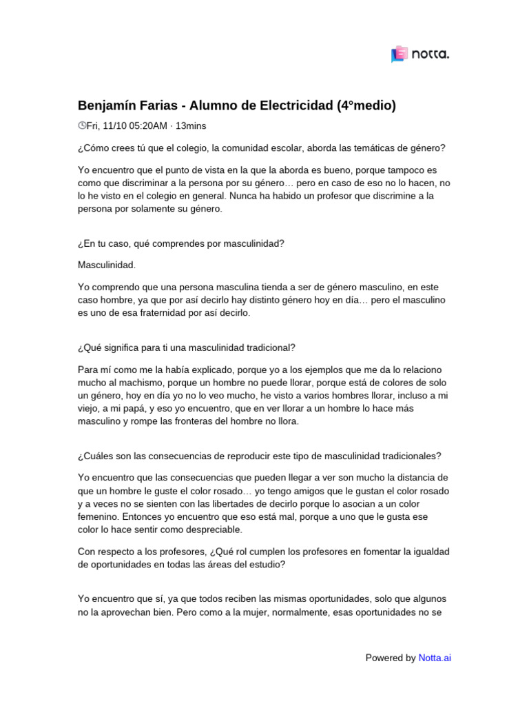 Benjamin Farias - Alumno de Electricidad (4°medio) (Listo) | PDF