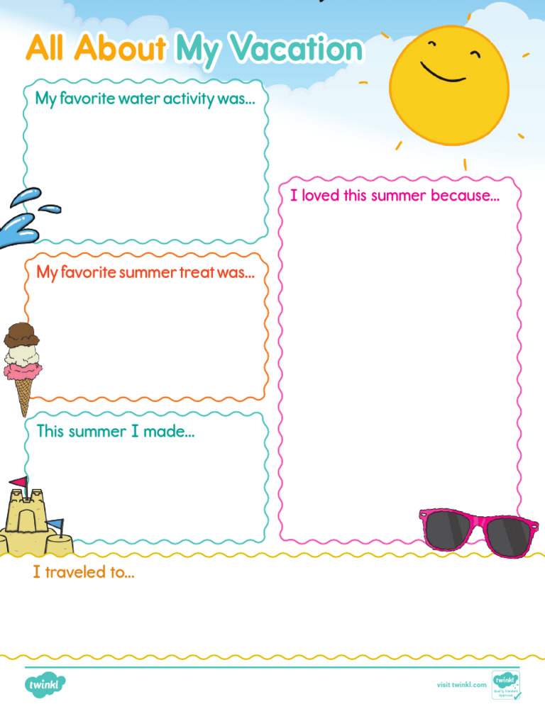 Color All About My Summer Vacation Writing Activity | PDF