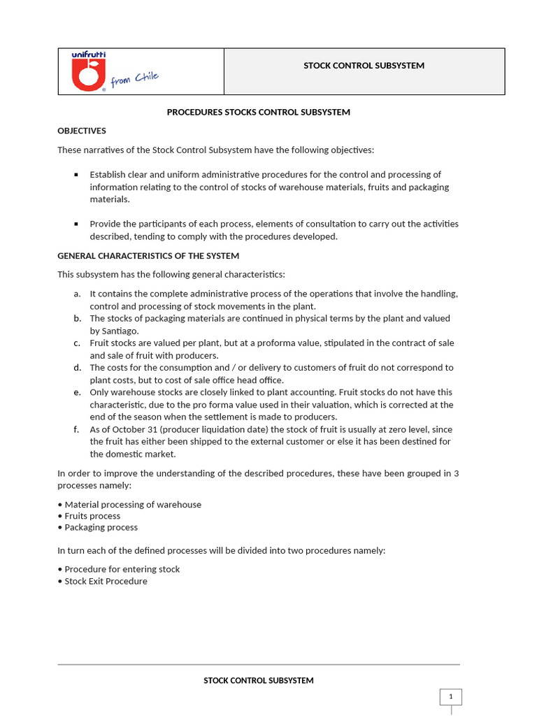 Narratives Stock Control Procedure - Eng | PDF | Warehouse | Receipt