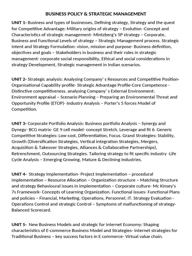 Business Policy | PDF