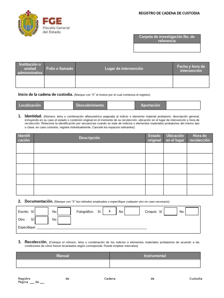 Cadena de Custodia Formato | PDF