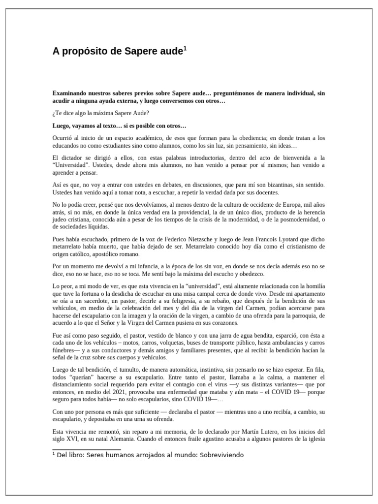 A Propósito de Sapere Aude | PDF