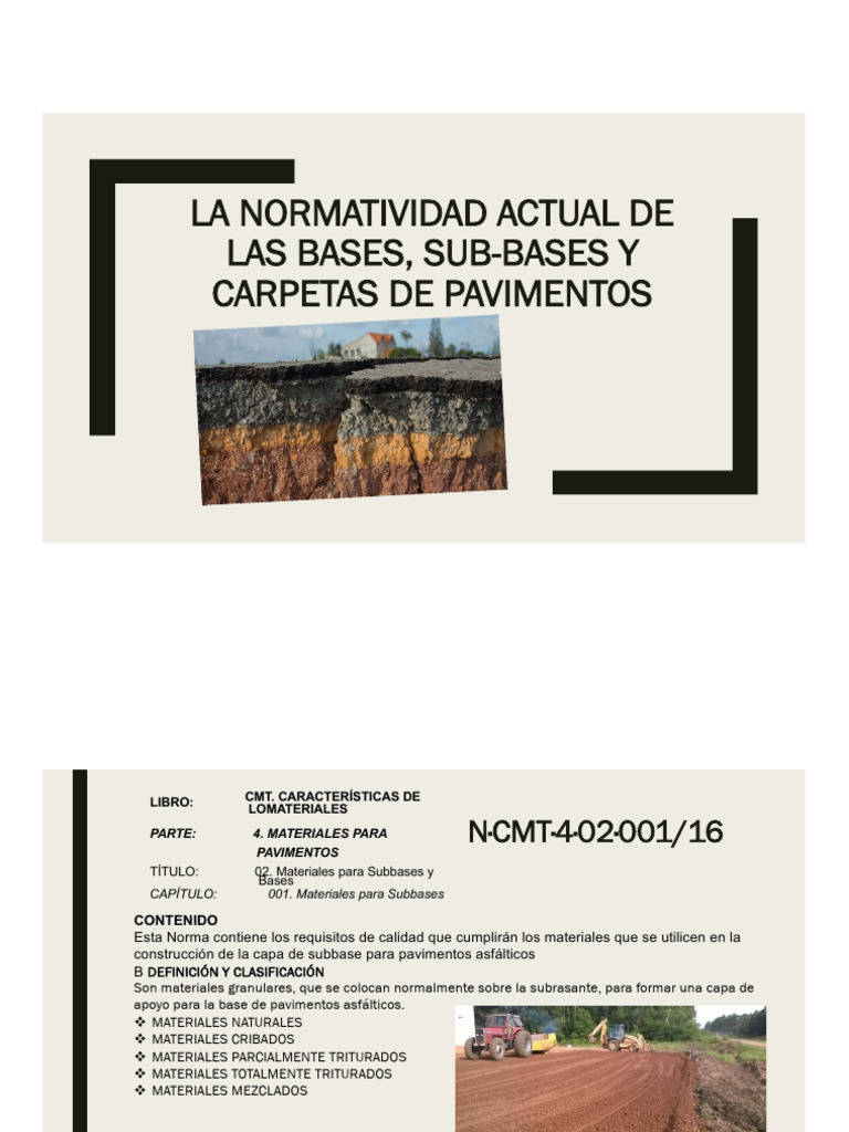 2.2 La Normatividad Actual de Las Bases, Subbases y Carpetas de Pavimentos | PDF