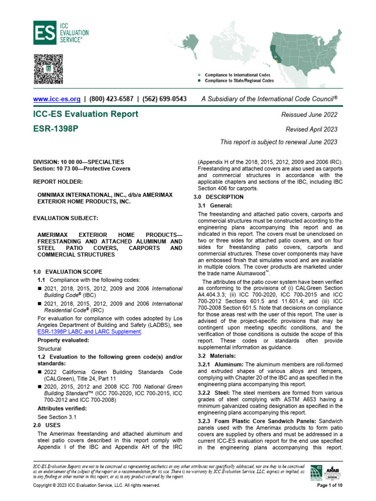 ESR 1398P Amerimax | PDF