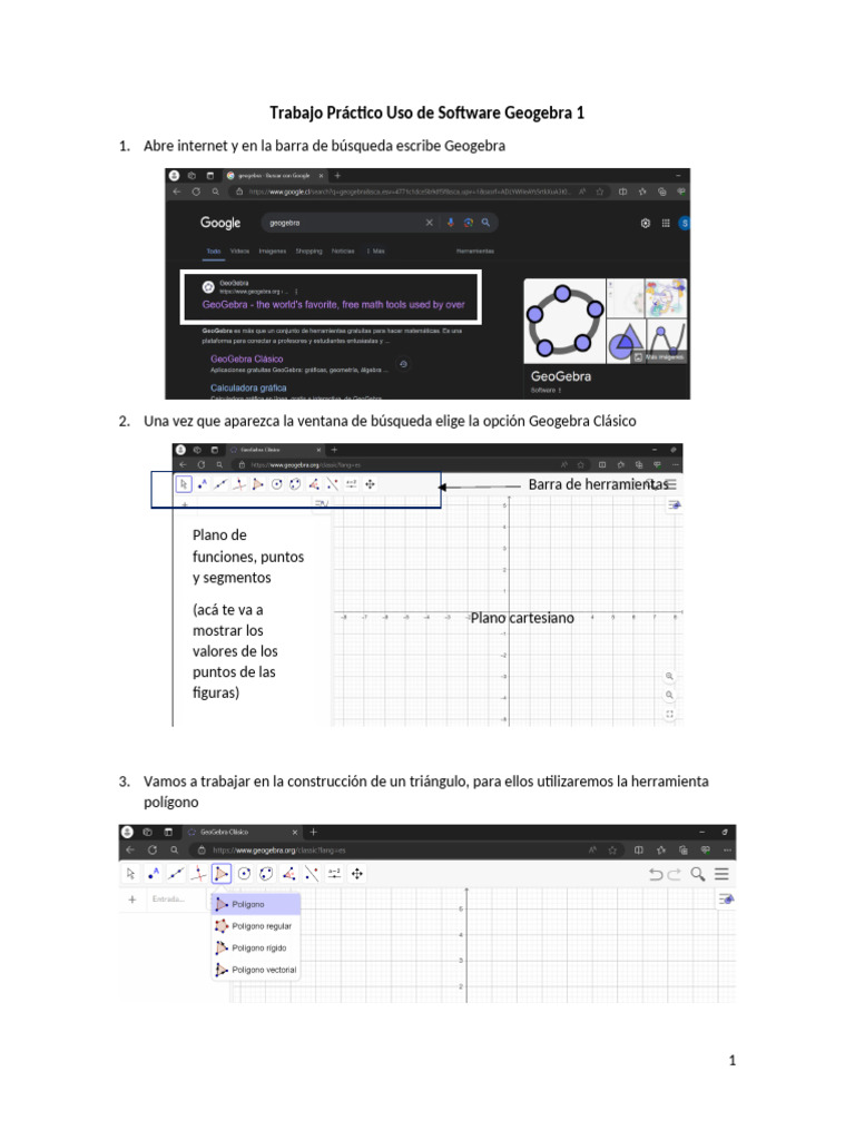 Trabajo Práctico Uso de Software Geogebra 1 | PDF