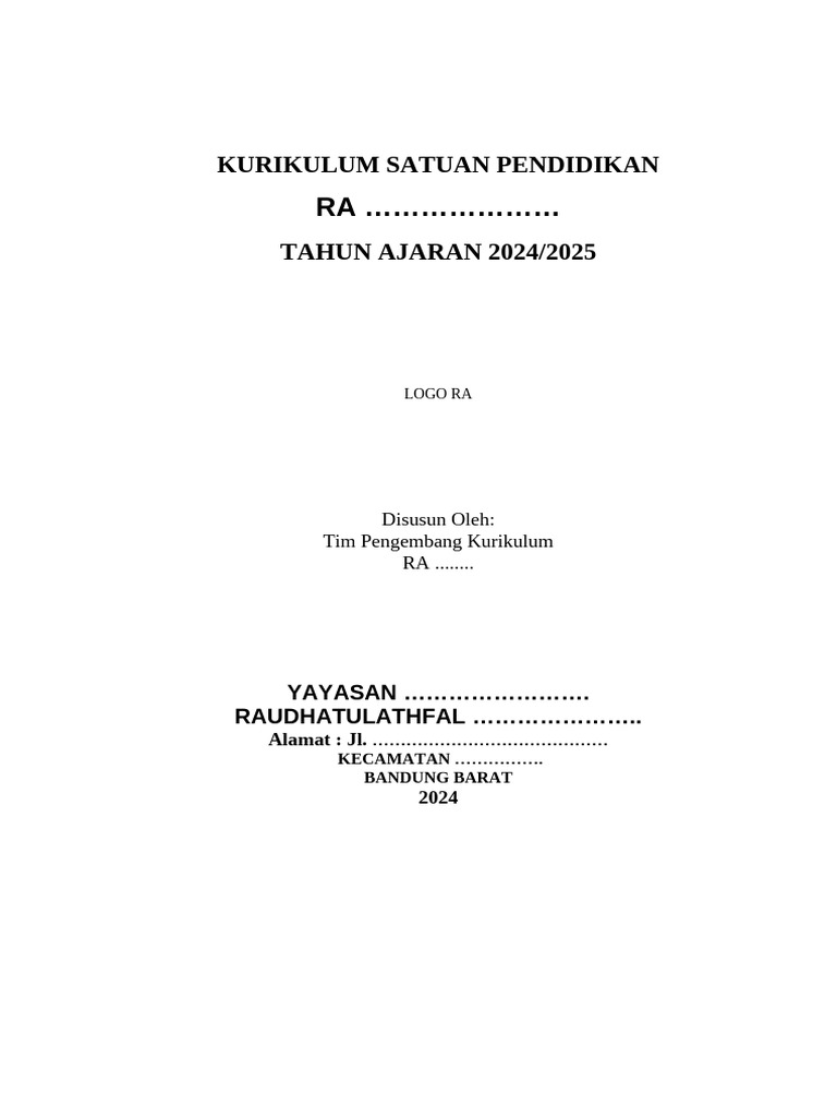 Contoh Kurikulum Ra 24 450 | PDF