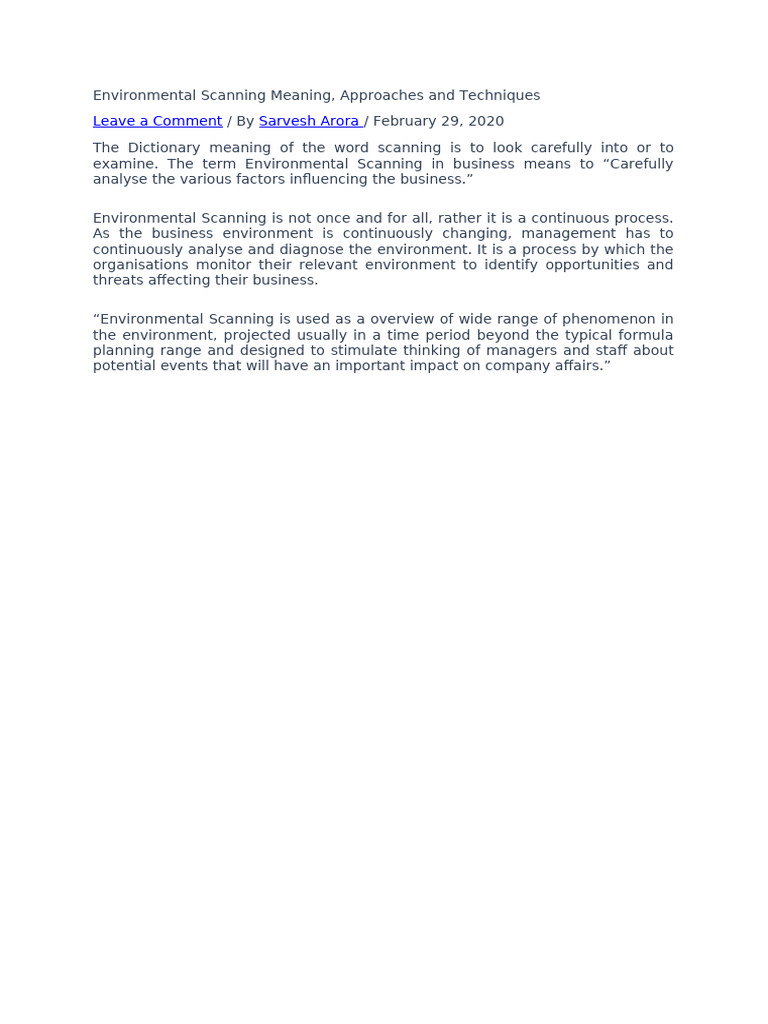 Environmental Scanning Scribd | PDF