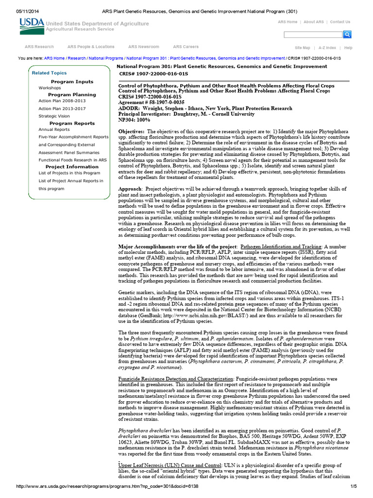 ARS Plant Genetic Resources, Genomics and Genetic Improvement National ...