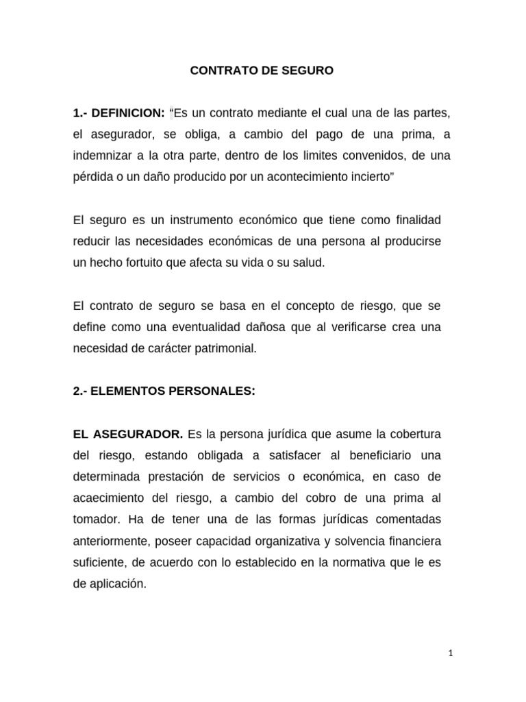 Elementos y Tipos de Contrato de Seguro | PDF | Póliza de seguros | Seguro