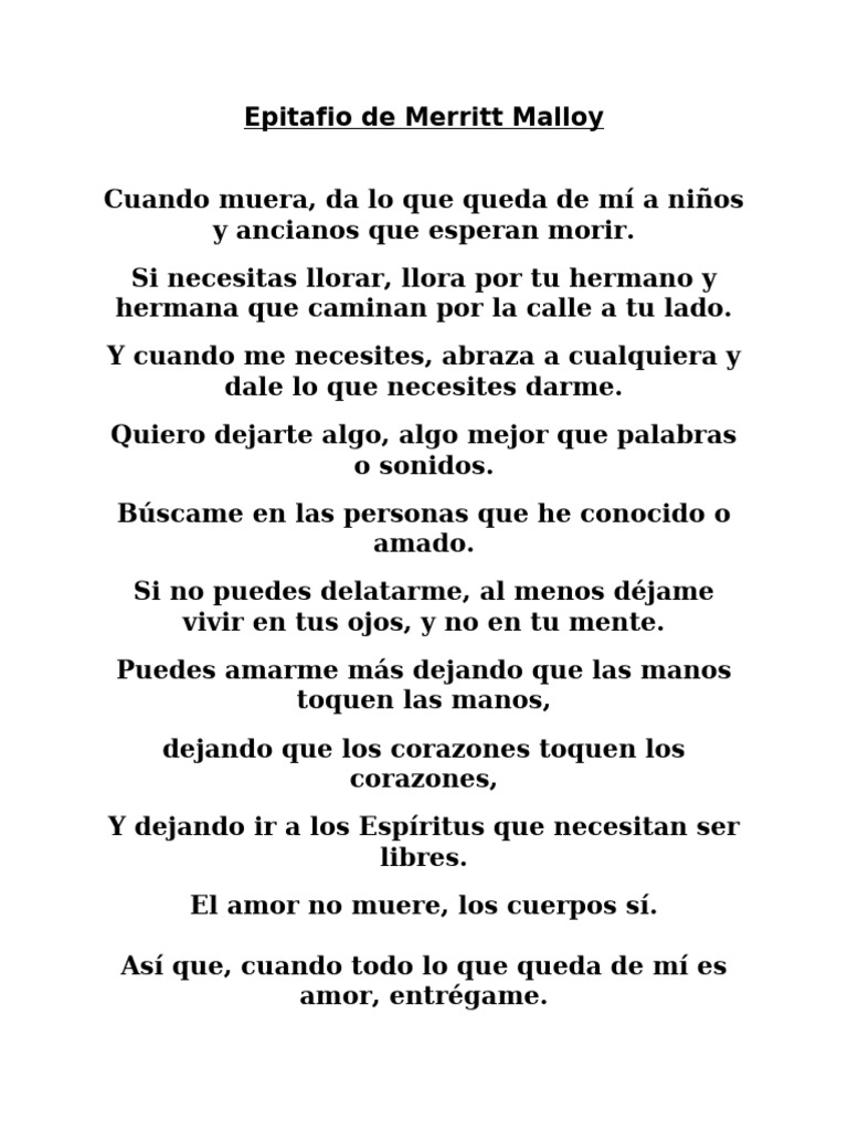 Epitafio de Merritt Malloy | PDF