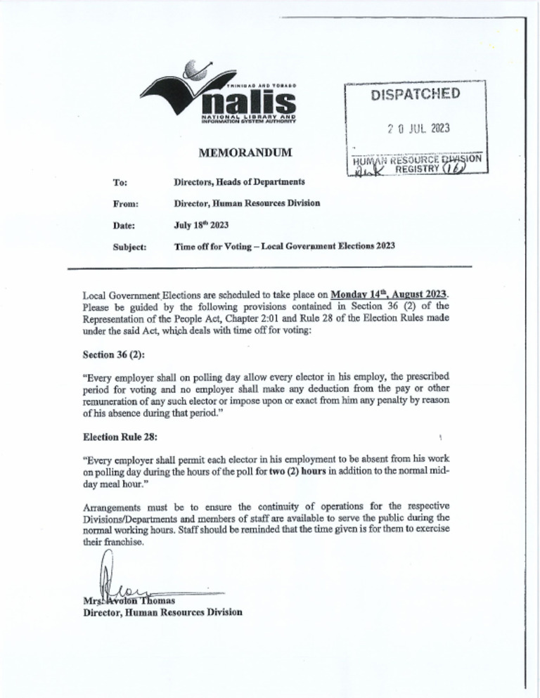 Time Off For Voting - Local Govt Elections 2023 | PDF