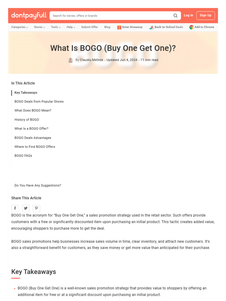 What Is BOGO (Buy One Get One) - DontPayFull | PDF