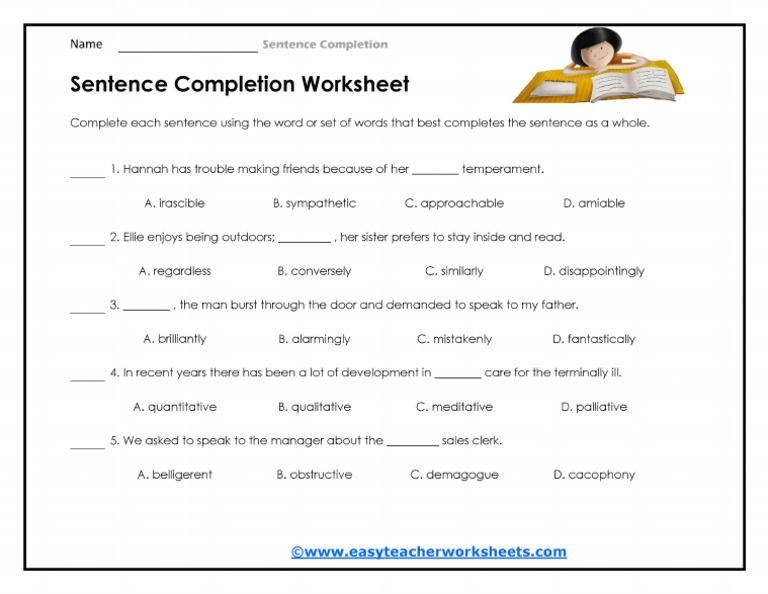 Sentence Completion | PDF