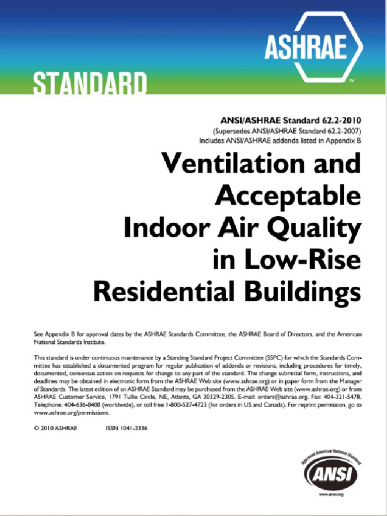 ASHRAE Standard 62.2-2010 Overview | PDF | Building | Chemical Engineering