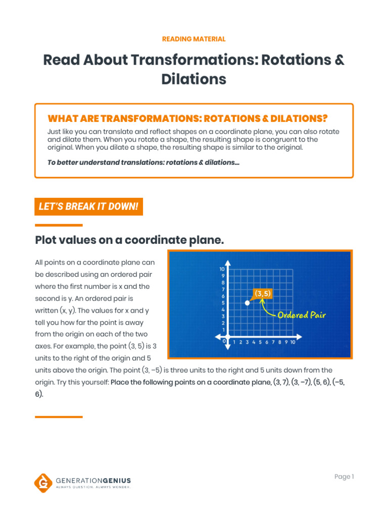 Transformations-Rotations-Dilations V | PDF