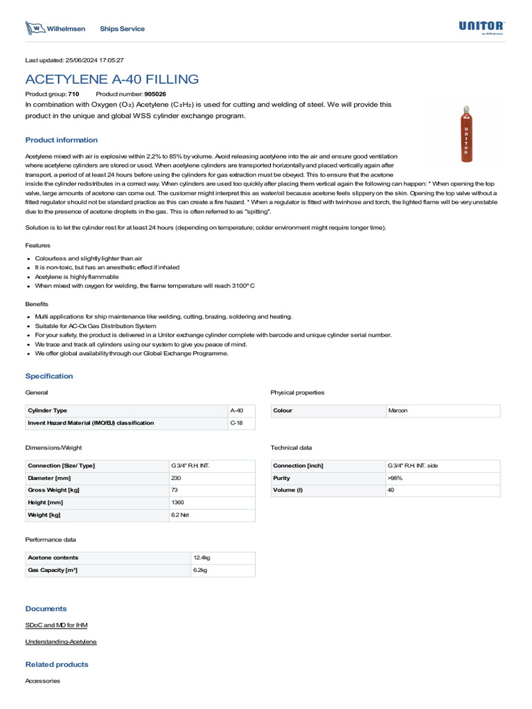 Acetylene A-40 Filling | PDF | Mechanical Engineering | Chemical ...