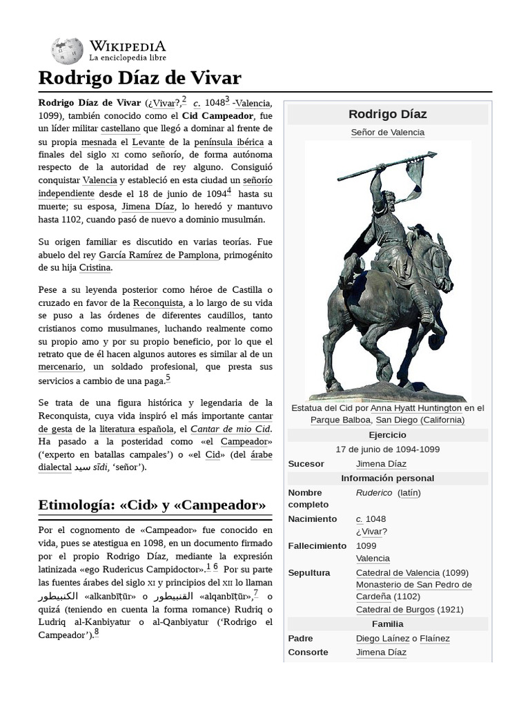 Vida y legado de Rodrigo Díaz, el Cid | PDF | Historia