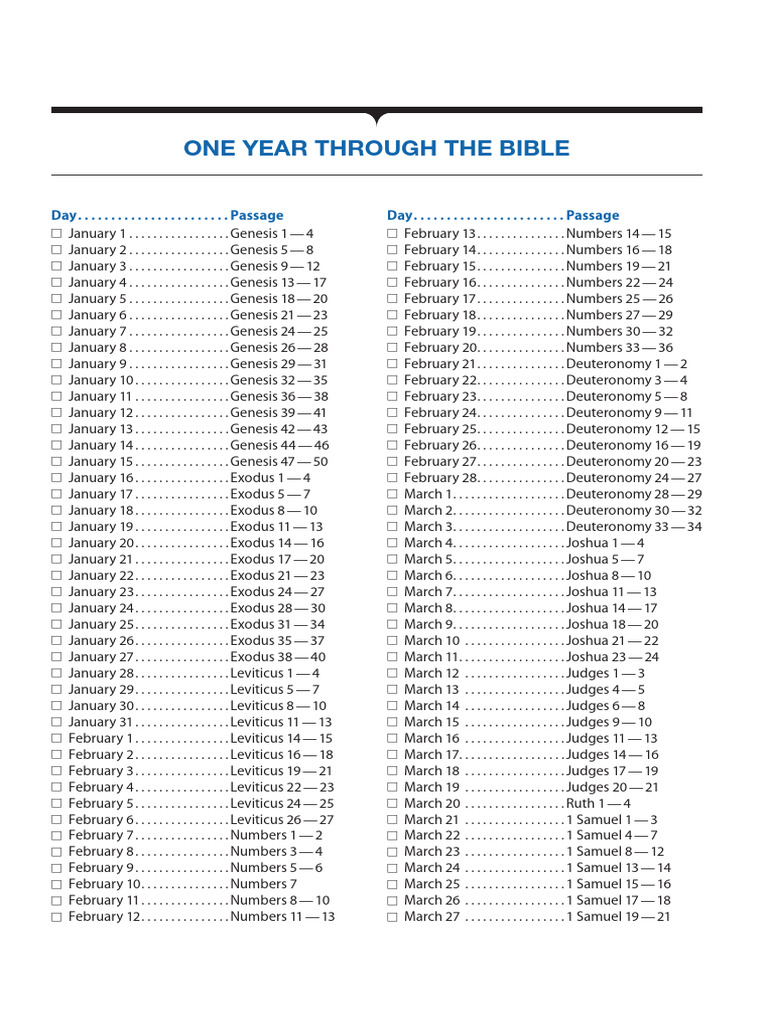 Bible in A Year Reading Plan | PDF