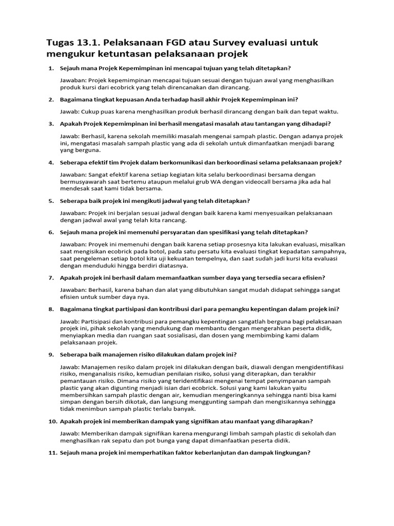Bab 3. Tugas 13.1. Pelaksanaan FGD | PDF