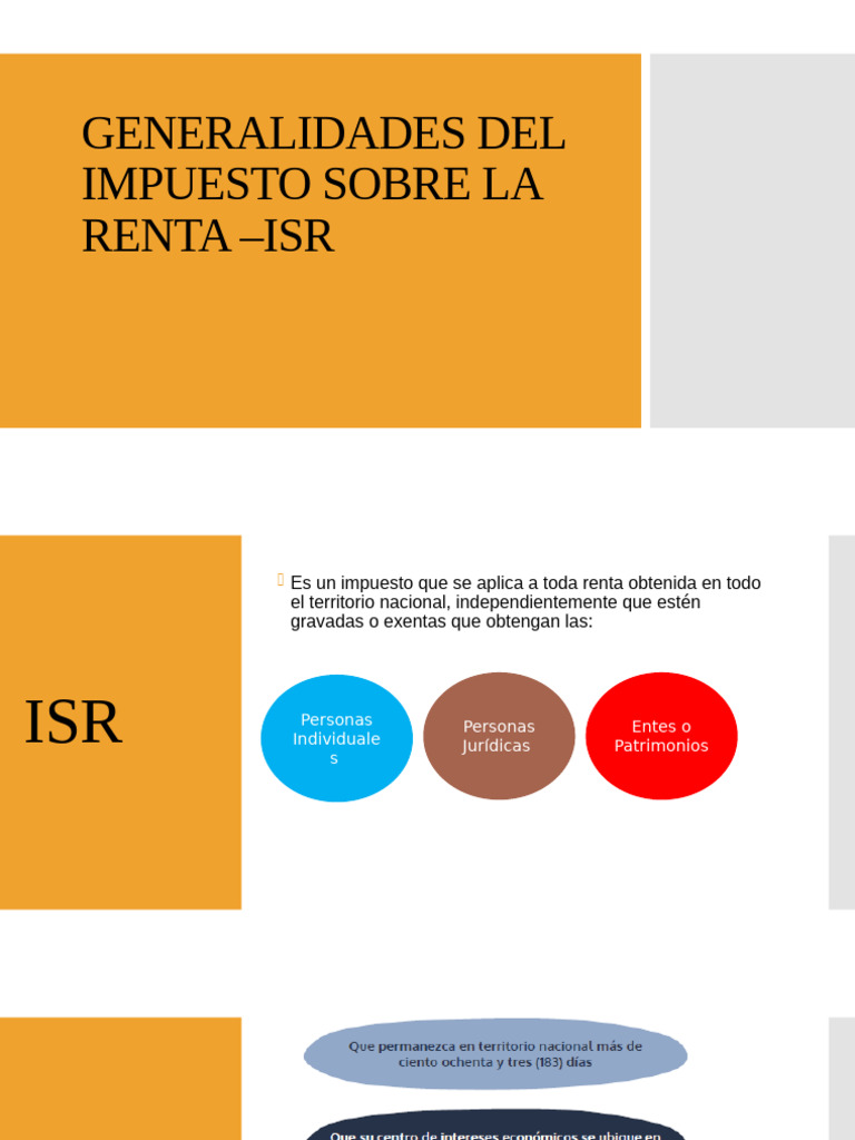 Generalidades Del Impuesto Sobre La Renta - Isr | PDF