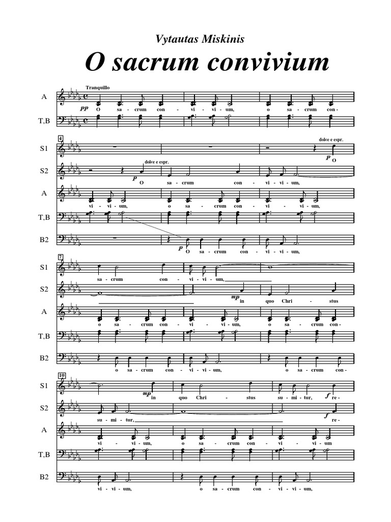 O Sacrum Convivium - Miskinis - SATB | PDF