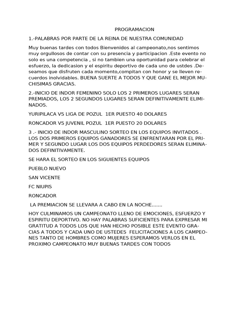Documento Programacion 2024 | PDF