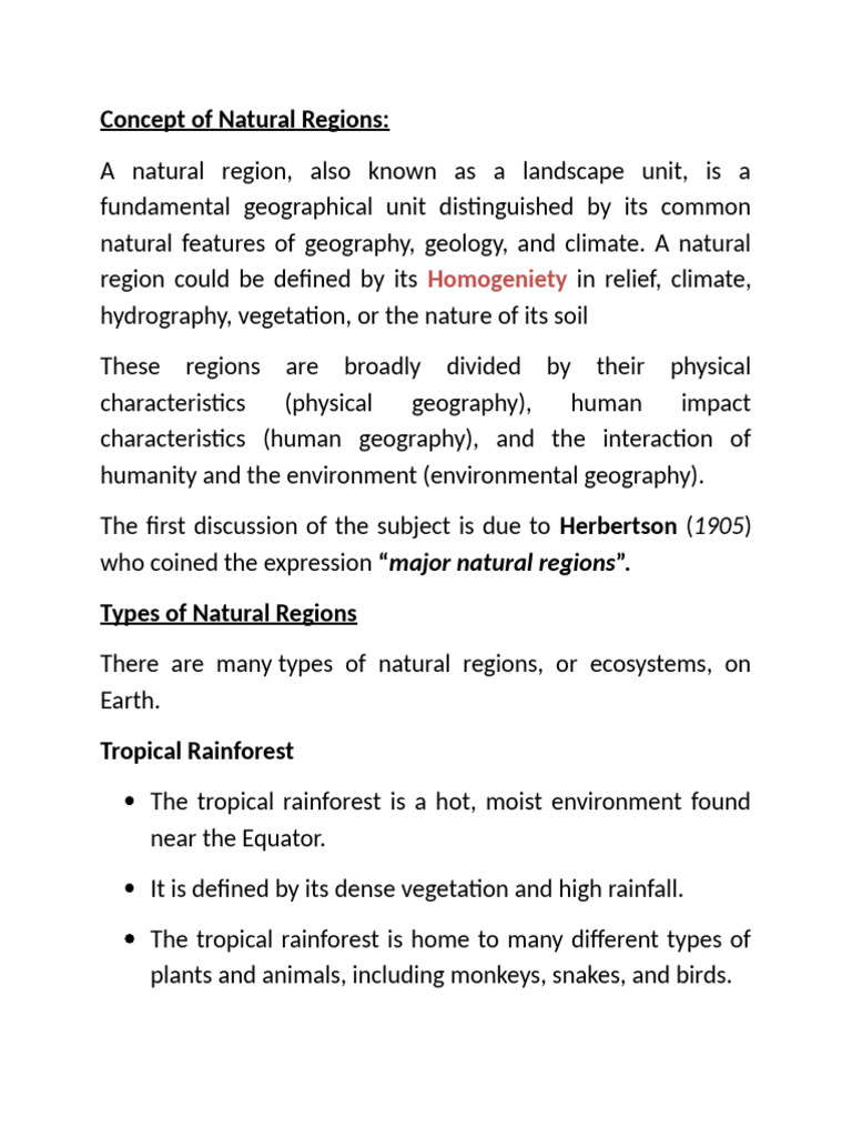 Concept of Natural Regions | PDF | Desert | Home & Garden