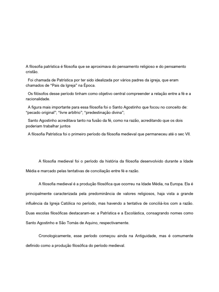 Resumo Períodos Filosóficos. | PDF