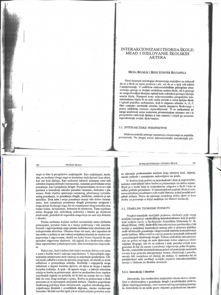 Teorije Skole - Interakcionizam | PDF