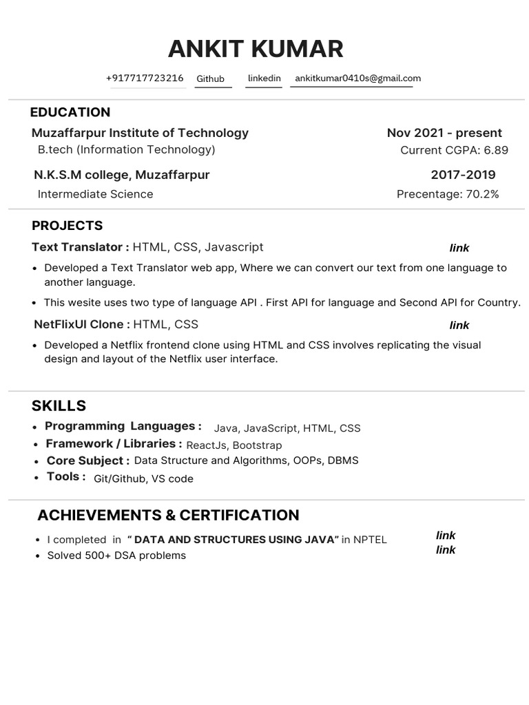 Tech Resume: Ankit Kumar | PDF