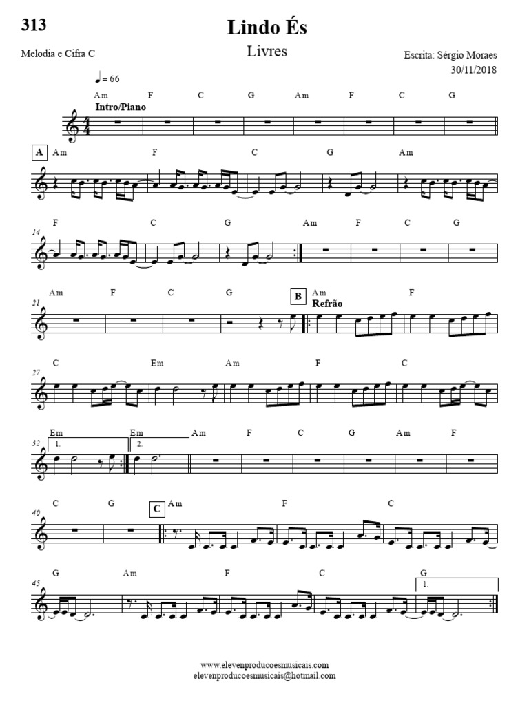 Lindo És - Melodia e Cifra C | PDF