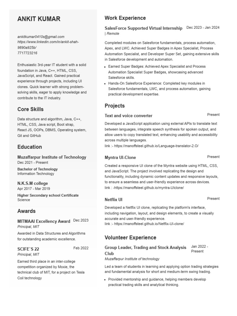 Final Resume Ankit | PDF
