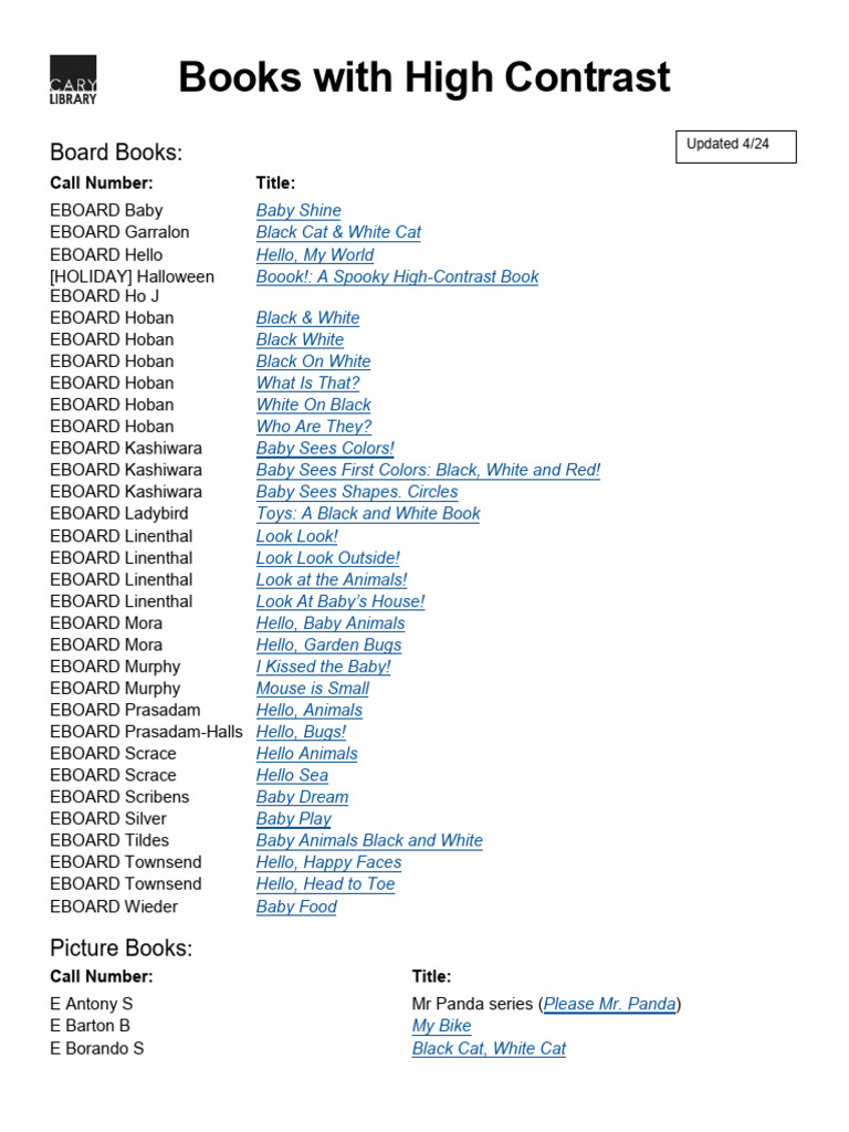 Books With High Contrast | PDF