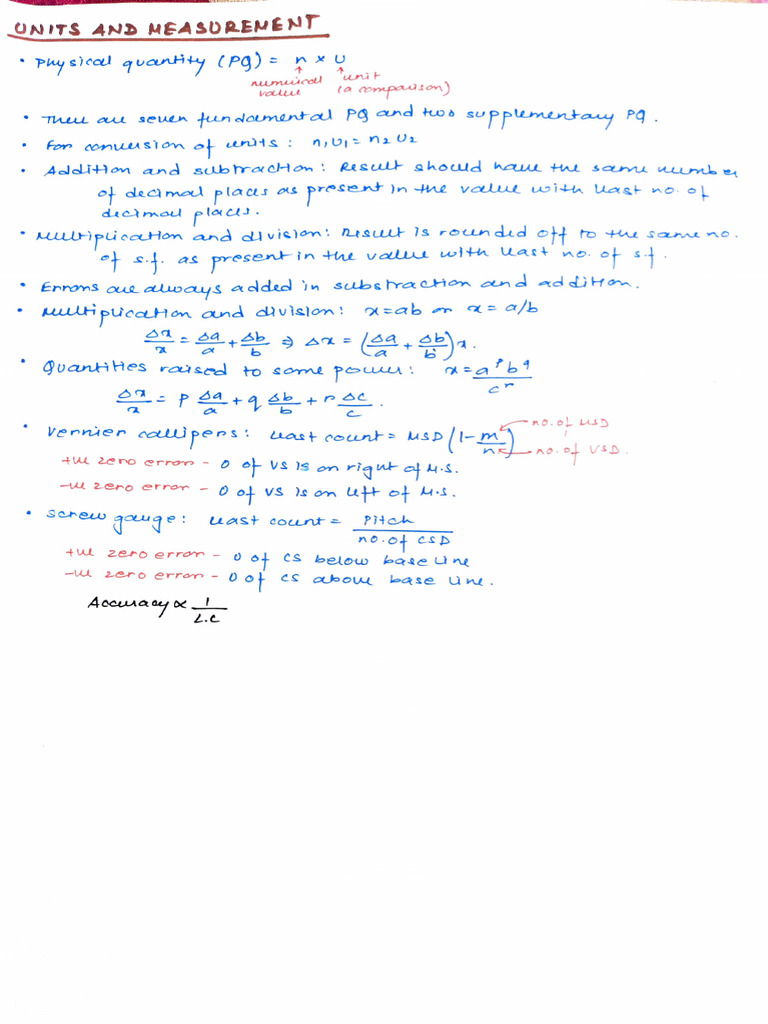 Class XI Physics Formula Sheet | PDF