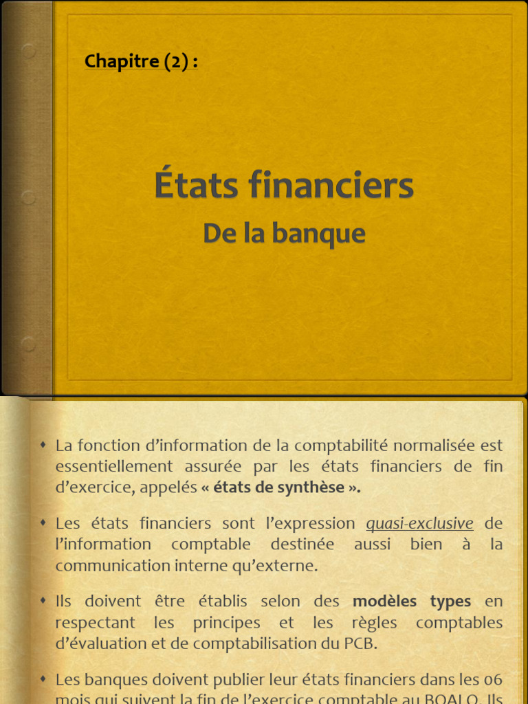 LES ÉTATS FINANCIERS DE LA Banque | PDF