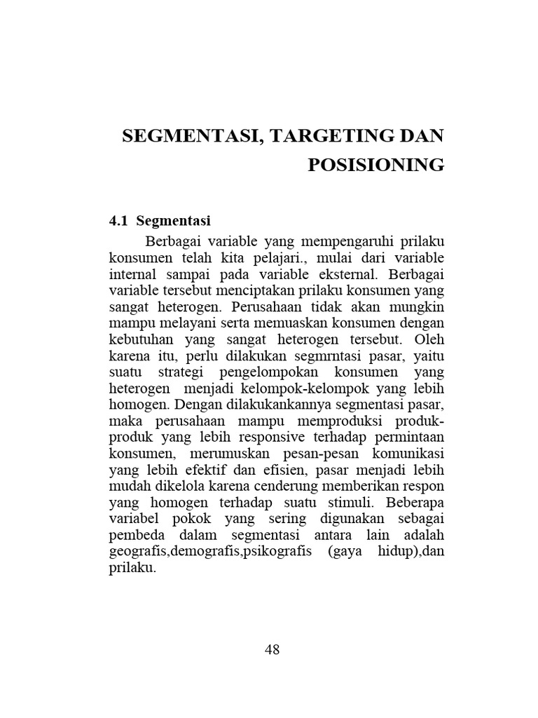 Segmentasi, Targeting Dan Posioning | PDF
