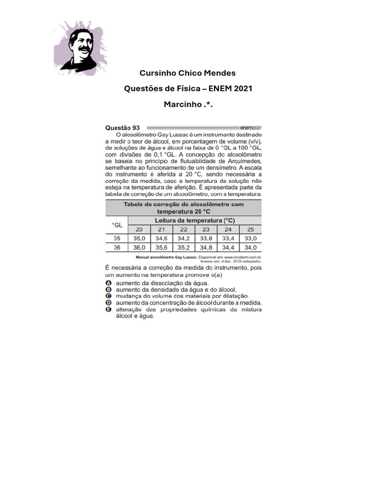 Questões de Física - EnEM 2021 | PDF Questões de Física - EnEM 2021 | PDF