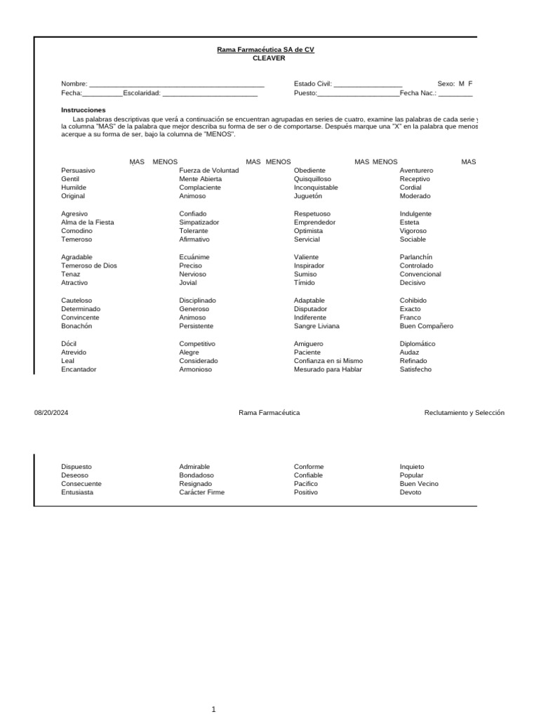 Prueba Cleaver | PDF